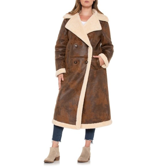 Frye | Jackets & Coats | Nwt Frye Faux Shearling Long Coat Brown 864sn ...